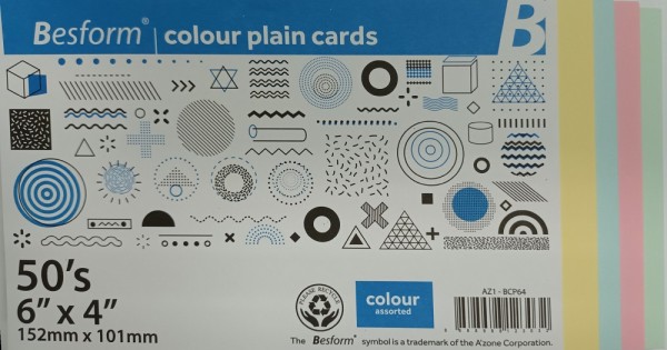 Besform Colour Plain Cards (6" x 4") 50'S