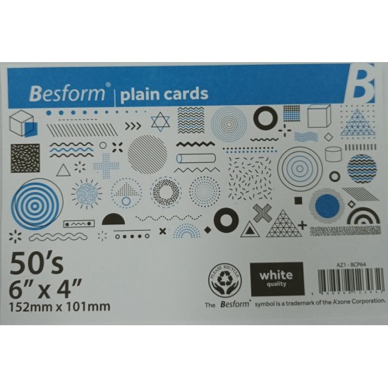 Besform White Plain Cards (6" X 4") 50's
