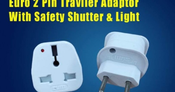 SUM 2-Pin Travel Adapter with Safety Shutter & Light ( Euro, South ...