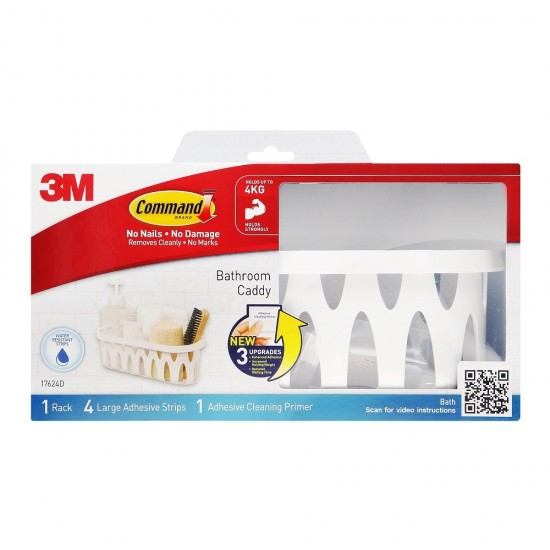 3M Command Damage-Free Hanging Bathroom Bath Caddy 4kg