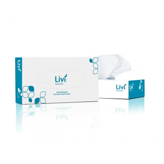 Livi 2-Ply Hypoallergenic Premium Facial Tissue Box (48 Boxes) 100 Sheets