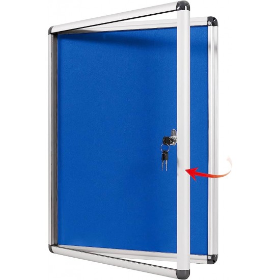 Lockable Felt Noticeboard (60 x 90cm) Aluminium Frame - With Installation
