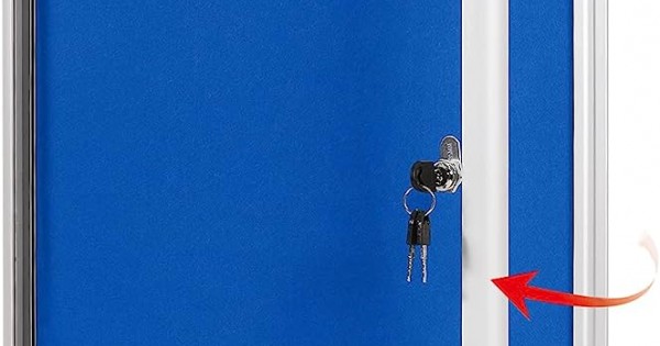 Lockable Felt Noticeboard (90 x 120cm) Aluminium Frame