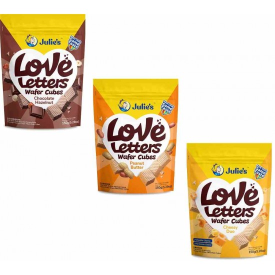 Julie's Wafer Cubes (24 Packets) 150g (Chocolate Hazelnut, Peanut ...