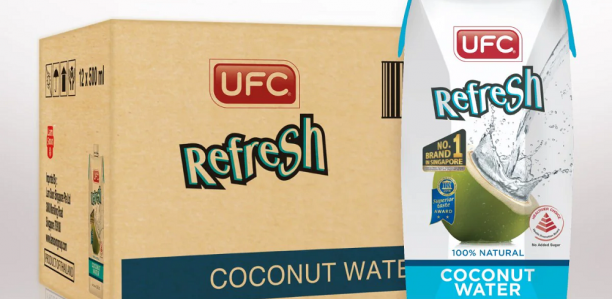 UFC Refresh 100% Natural Coconut Water 500ml (12 Packs)