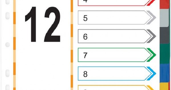 HnO PP Index Divider (12 Colour) A4