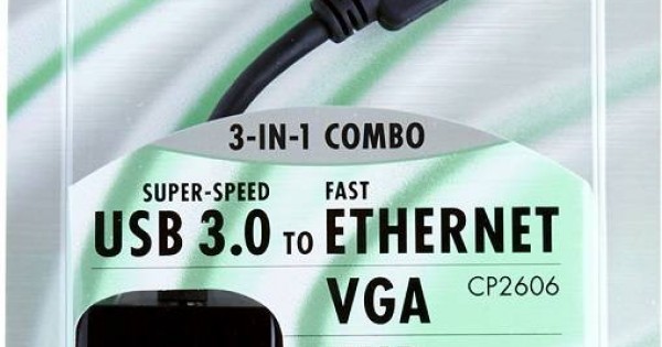 Daiyo (USB 3.0 to 3-in-1 Ethernet, VGA, USB) Dongle