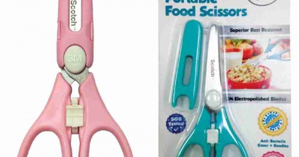 3M Scotch Antibacterial Portable Food Scissors w/Cover