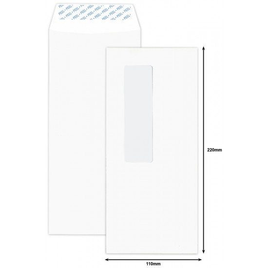 White Window Envelope DL (110 x 220mm) Peel & Seal 500'S